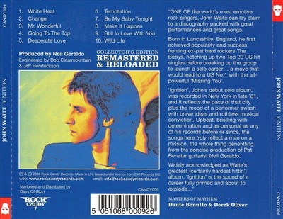 JOHN WAITE - IGNITION [REMASTER] NEW CD 5051068000926| eBay