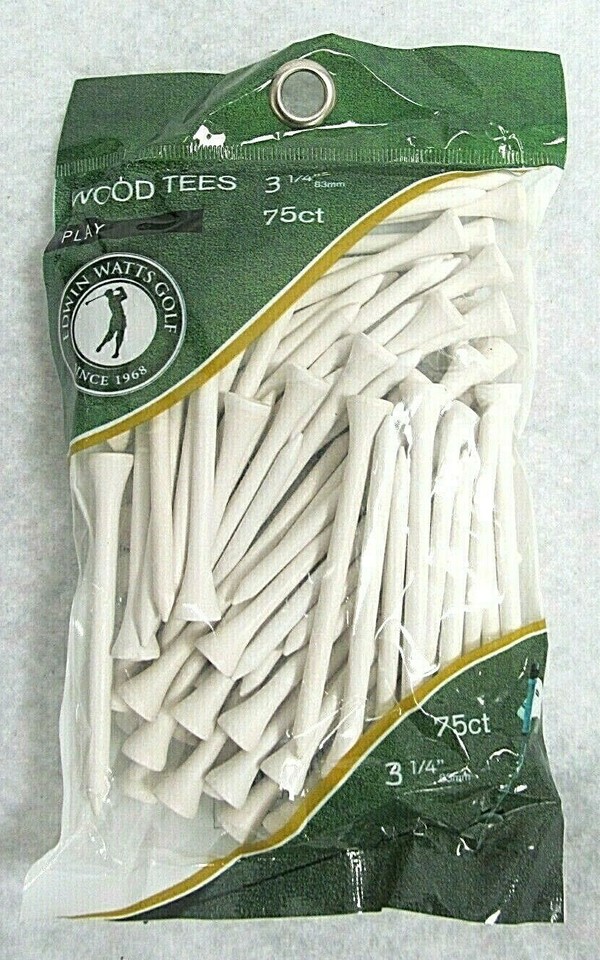 EDWIN WATTS GOLF ~ WHITE 3 1/4" Wood Tees 75 ct ~ NEW | eBay