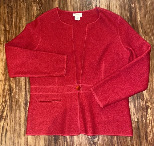 Talbots 100% Wool Single Button Coat Cardigan Sweater Jacket Size Large ...