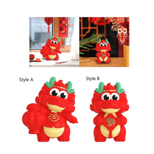 Chinese New Year Dragon Figurine Red Resin Statue 4" Tall Lifelike ...