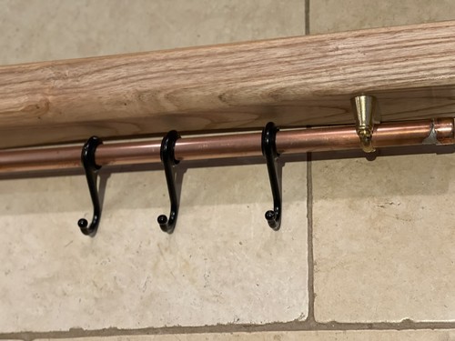 Large handsome kitchen pot hanger rustic Antique Timber Copper Hanging ...