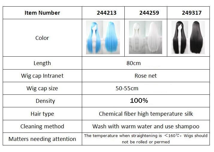 80cm Straight Sleek Long Full Hair Wigs Side Bangs Universal Headgear ...