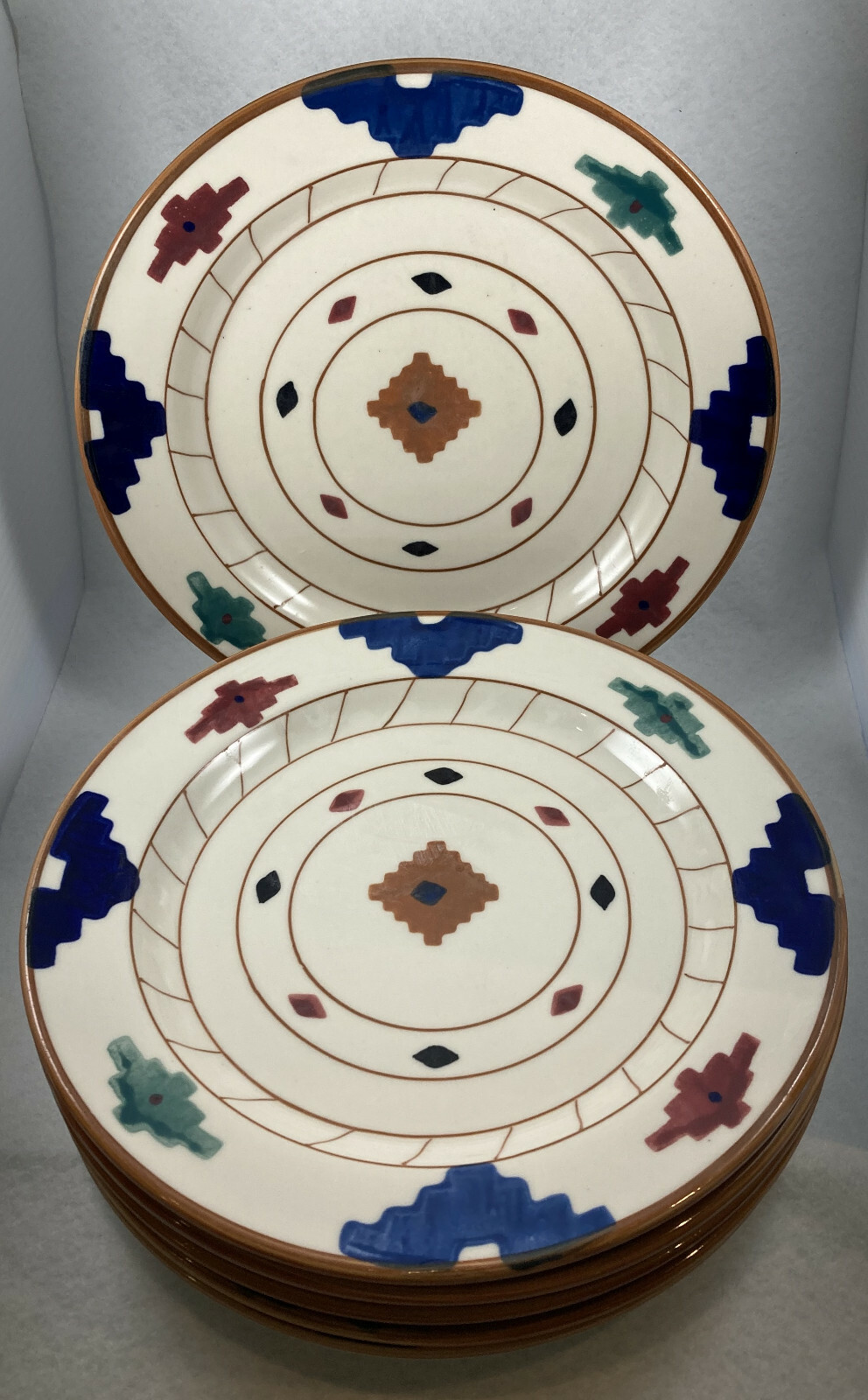 6 Hartstone Pottery USA Cheyenne Ceramic Dinner Plates 11.1in ...