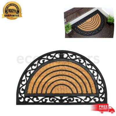18" x 30" Eco-Friendly Outdoor Mat Natural Rubber Coir Half-Round ...