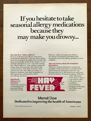 1986 Merrell Dow Allergy Medication Hay Fever Vintage Print Ad/Poster ...