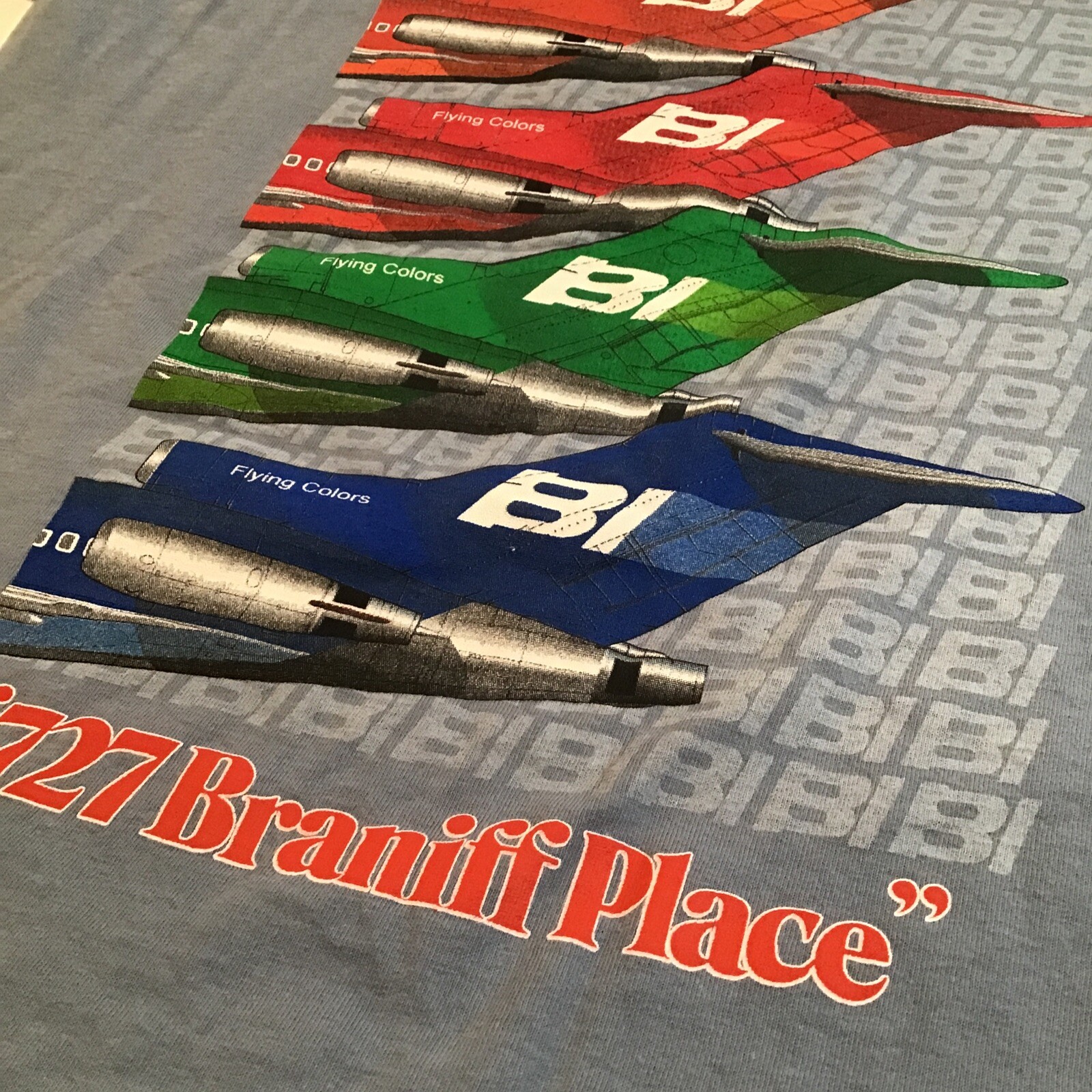 Vintage BRANIFF Airlines Advertising Logo T-Shirt “727 Braniff Place ...