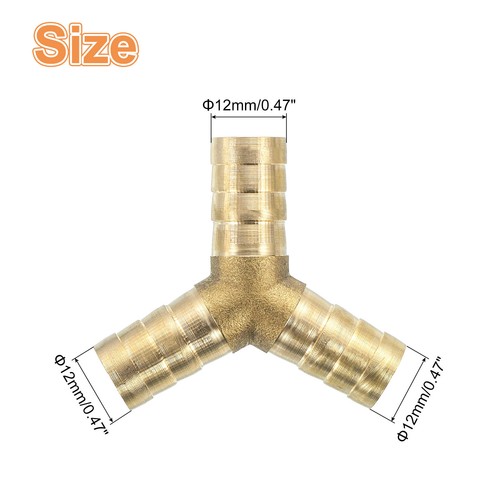 3Pcs Brass Hose Barb Fitting Y Shaped 3 Way Connector Coupler, 1/2" ID ...