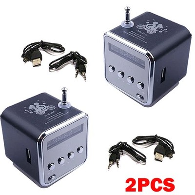 2x Portable Mini Speaker Music Player FM Radio Micro SD TF USB MP3 ...