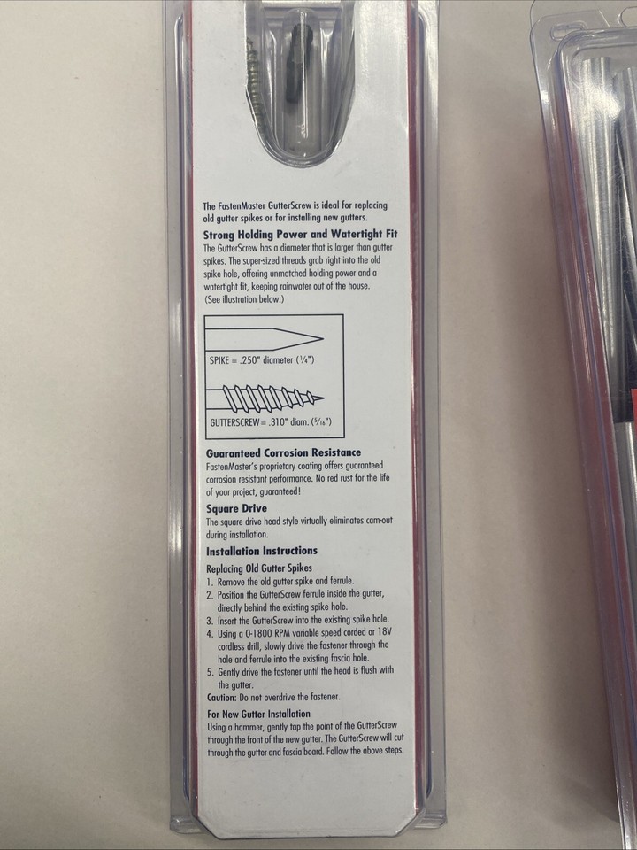 2 pk Fastenmaster 7" White Gutter Screws (20 screws total) for 5 ...