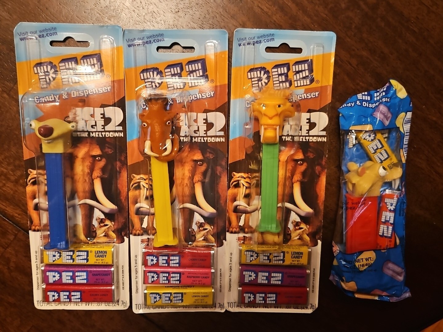 4X NEW RETIRED ICE AGE 2 MOVIE PEZ DISPENSERS SCRAT SID SLOTH TIGER ...
