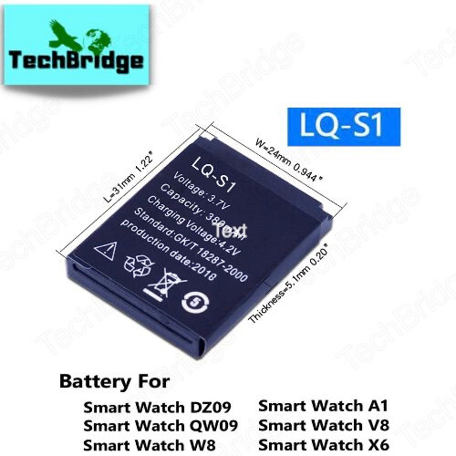LQ-S1 Lithium Battery 3.7V 380mAh for Smart Watch DZ09 QW09 W8 A1 buy 2 ...