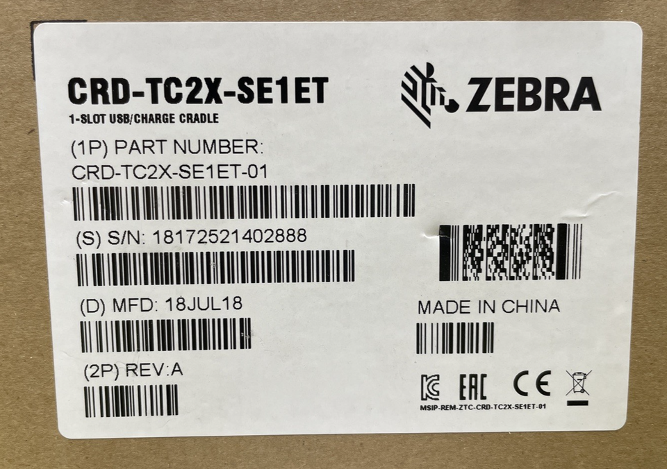 ZEBRA CRD-TC2X-SE1ET-01 TC20/25 Charging Cradle Dock 12V 16A B141 | eBay