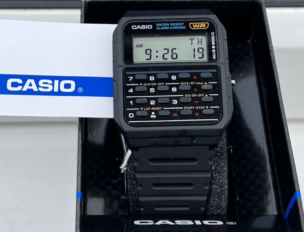 CASIO CA-53W-1ER MENS BLACK DIGITAL ANALOGUE GREY DIAL RETRO CALCULATOR ...