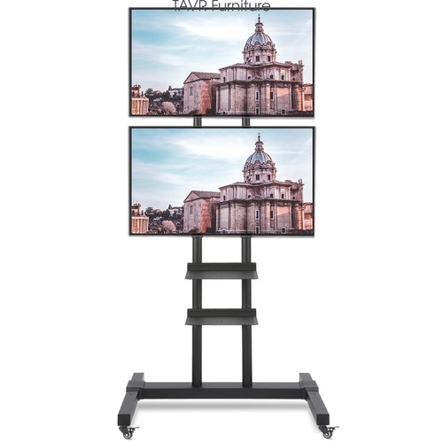 Dual Mobile TV Stand Rolling TV Cart Two Brackets with Wheel for 32-70 ...