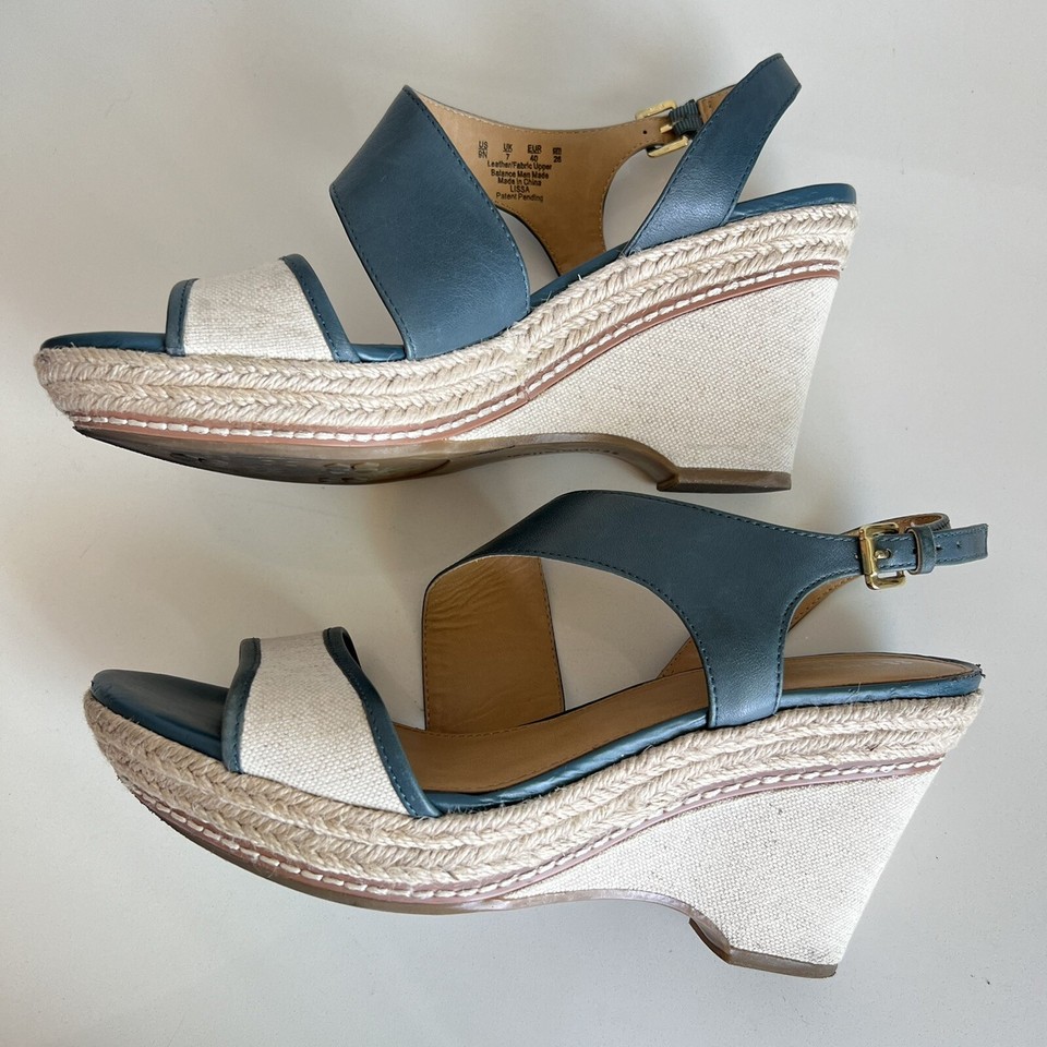 Naturalizer Lissa Wedge Heel Sandal N5 Comfort Blue Leather Fabric ...