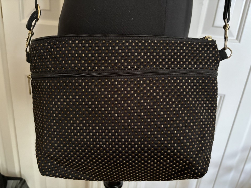 Danny K Handbags, Zipper Purse Black Tapestry w Gold/Brown Accents ...