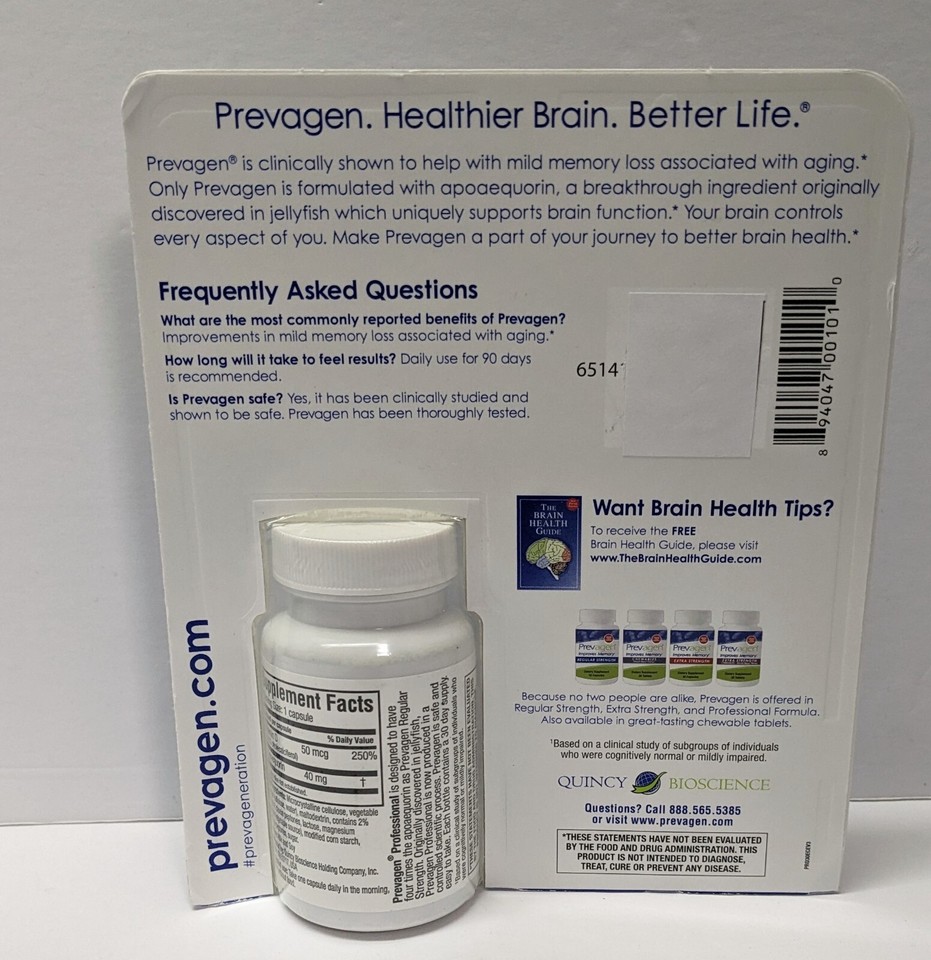 Prevagen Improves Memory Professional Formula 30 Capsules Brain Health ...