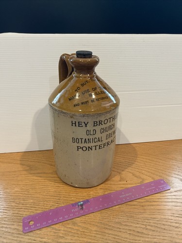 Antique Pottery Jug Beer Bottle Crock Hey Brothers Botanical Brewery ...