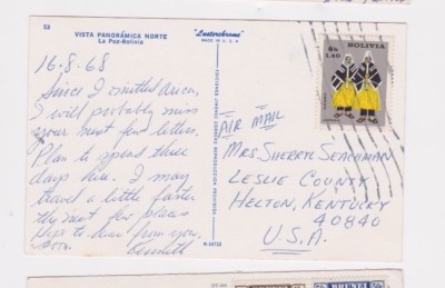 VINTAGE BOLIVIA POSTCARD POSTED RPPC WORLD STAMPS 1968 LA PAZ | eBay