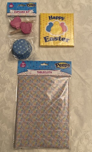 Peeps Easter Party Supplies - Plastic Tablecloth, Napkins, Cupcake ...