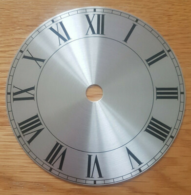 NEW - 4 Inch Clock Dial Face - Silver Finish 104mm - Roman Numerals ...