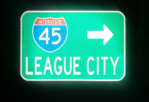 LEAGUE CITY Interstate 45 Texas route road sign 18"x12", Houston ...