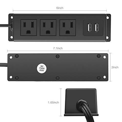 3 Outlets Wall Mount Power Outlet Strip With Usb Under Desk Power Strip ...