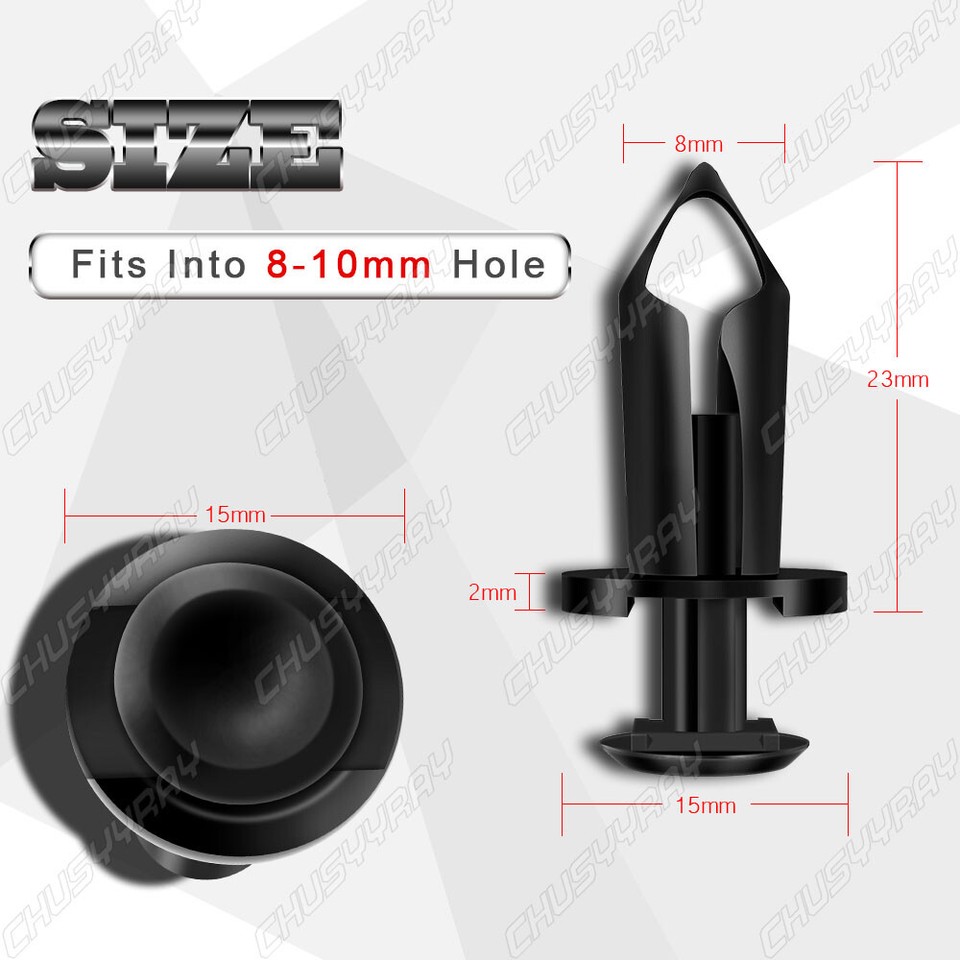 100PCS ATV Retainer Clips 8mm Push Pin Splash Guard Body Panel For ...