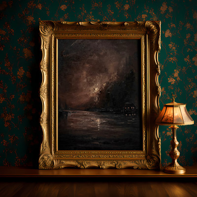 Gothic Full Moon Original oil painting Landscape on canvas ...