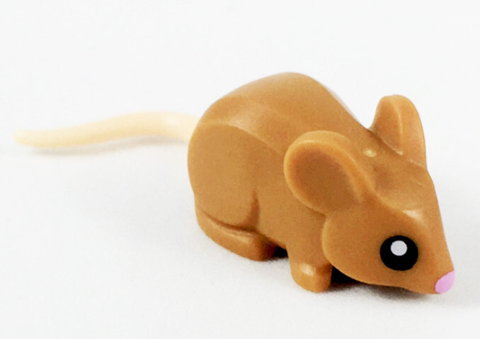 Lego Medium Dark Flesh Mouse with Black Eyes Pink Nose Animal Figure ...