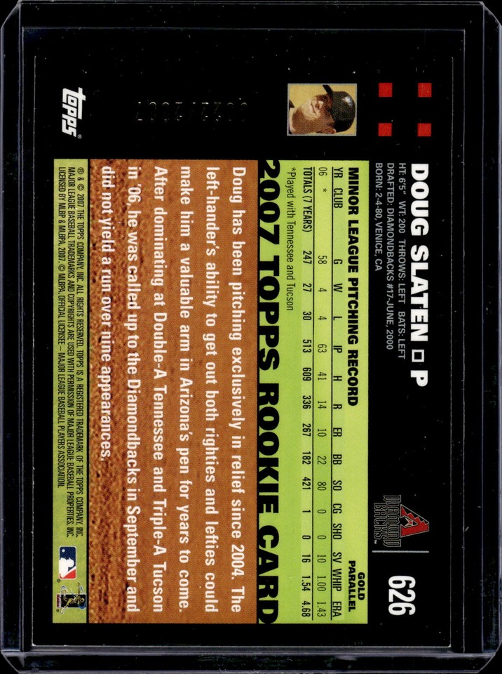 2007 Topps #626 Doug Slaten Gold #/2007 | eBay