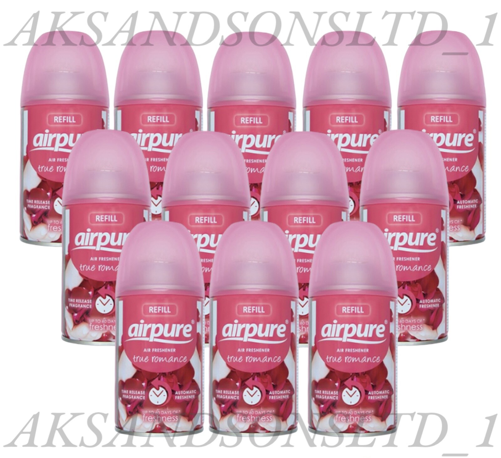 12 x AIRPURE AUTOMATIC SPRAY REFILLS 250ML AIR FRESHNER AIRPURE CHOSE ...