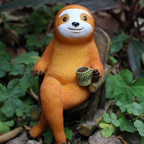 Sloth Statue, Funny Sloth in Chair Garden Statue Sloths Rocking Chair ...
