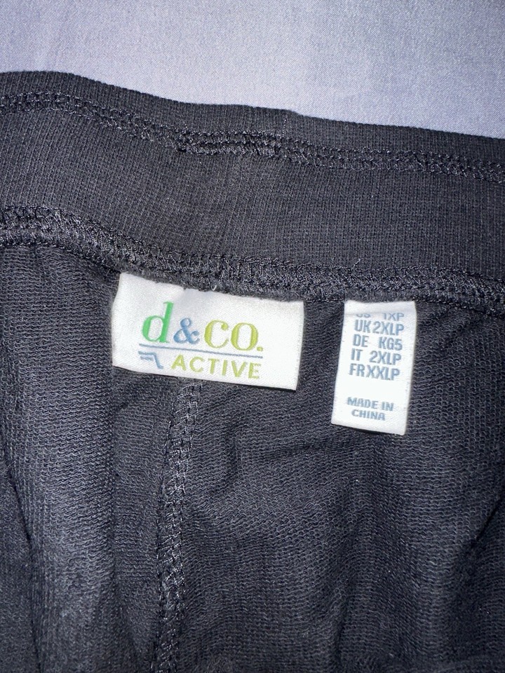 D & Co Active Womens Black Pants Size XL Pockets Drawstring Soft ...