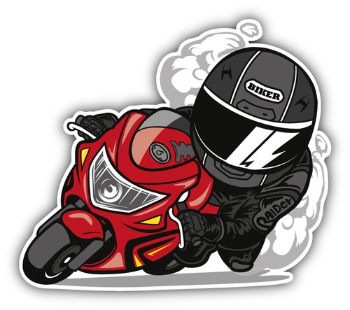 Sport Motorcycle Biker Cartoon Car Bumper Sticker Decal - ''SIZES'' | eBay