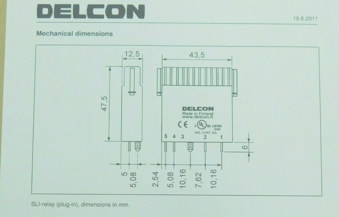 DELCON SLI250CR Solid State Input Plug-in Relay SL-Series 250VDC ...