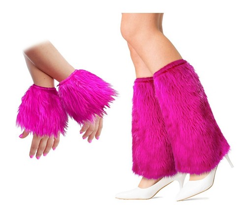 WAY TO CELEBRATE Women’s Adult Size Fuzzy Pink Leg Warmer & Cuff Set ...