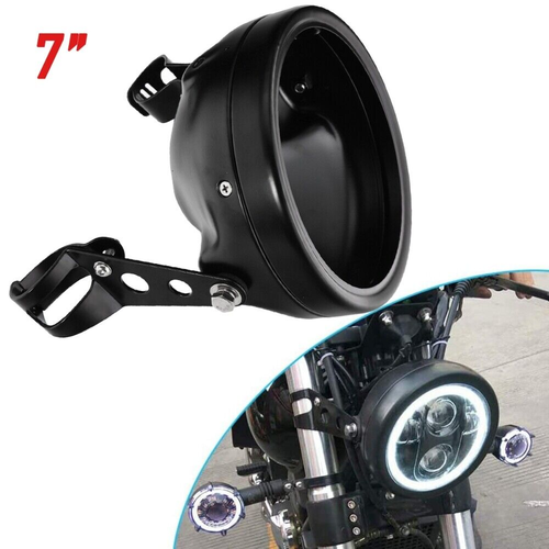 Motorcycle 7" LED Headlight Mounting Housing Bucket Light Bulb Bucket ...