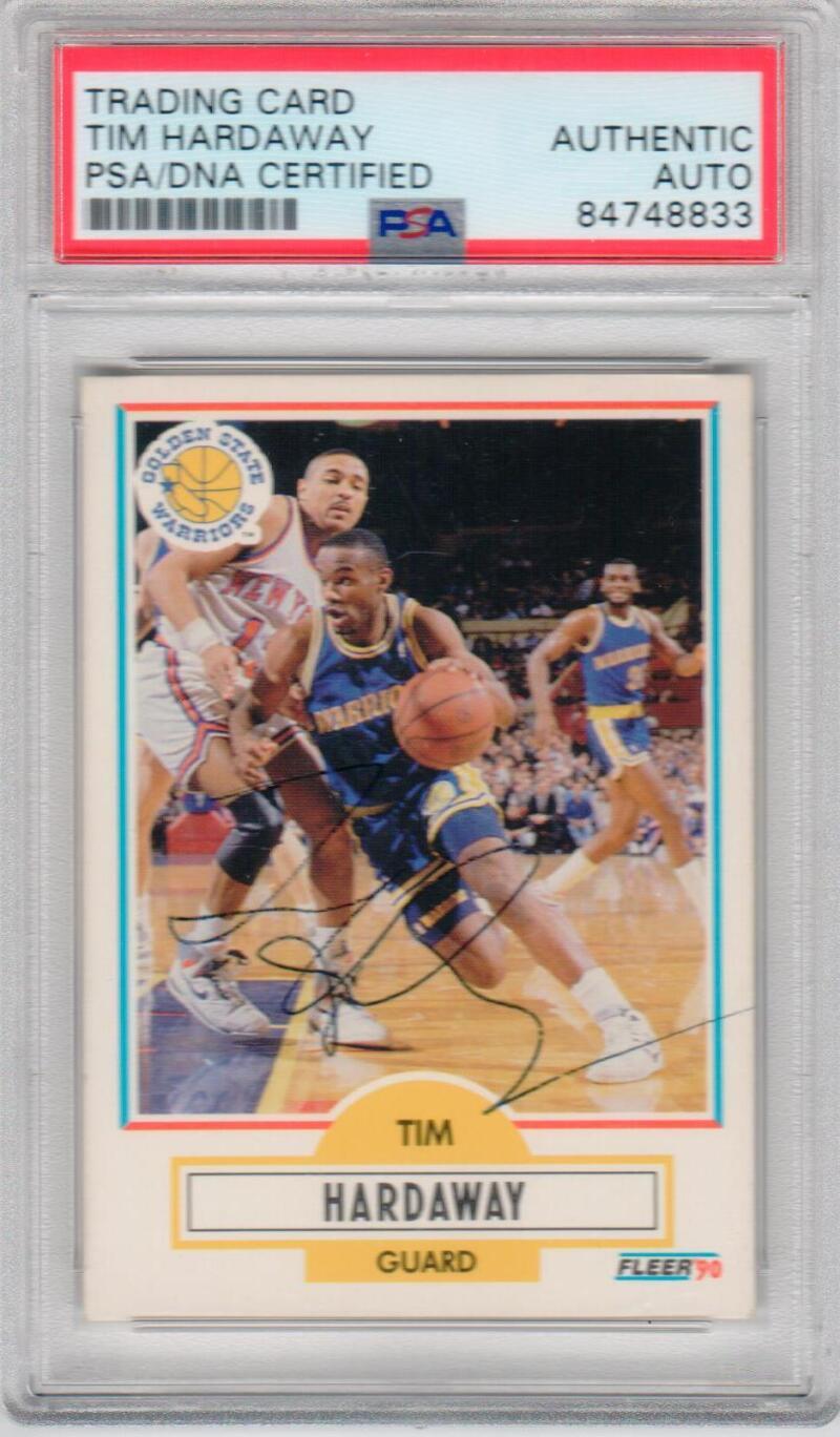 1990-91 Fleer #63 Tim Hardaway signed RC Rookie Card Warriors PSA/DNA ...