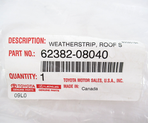 Genuine OEM Toyota 62382-08040 Driver LH Side Roof Weatherstrip 2011 ...