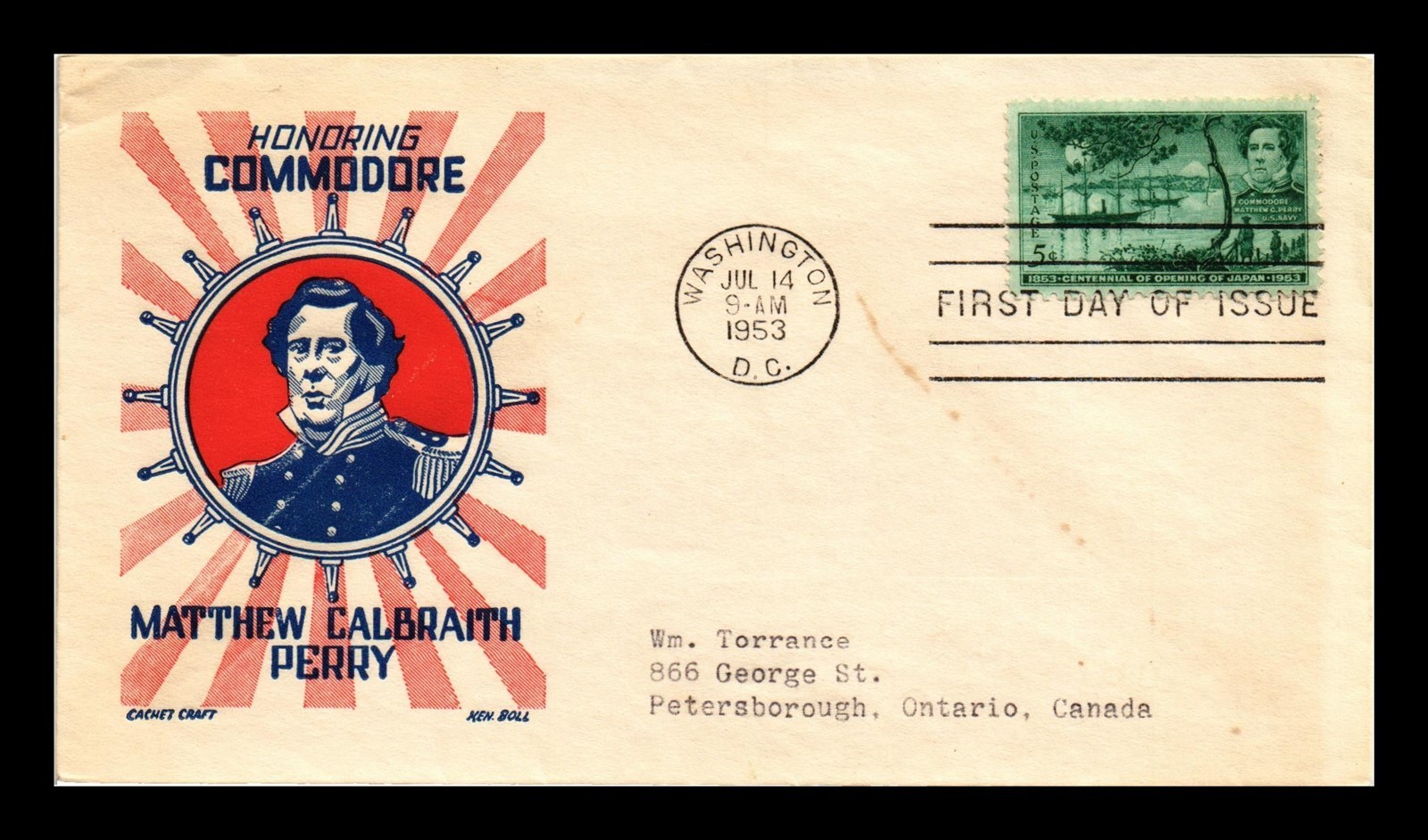 DR JIM STAMPS US COVER COMMODORE PERRY OPENING OF JAPAN FDC BOLL CACHET ...