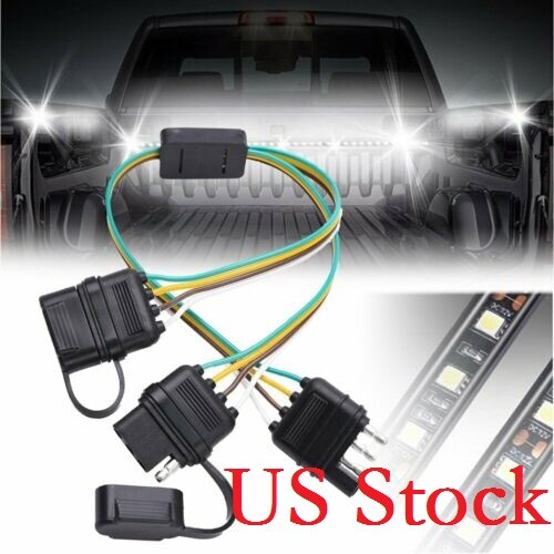 2 Way Y-Splitter Adapter 4 Pin Trailer Extension Harness Connector with ...