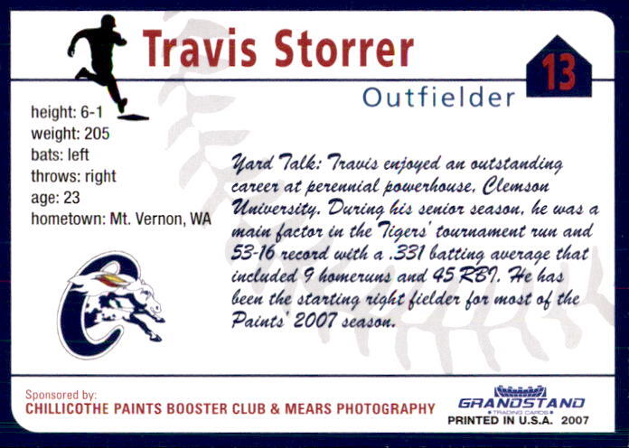 2007 Chillicothe Paints Grandstand #28 Travis Storrer Mount Vernon ...