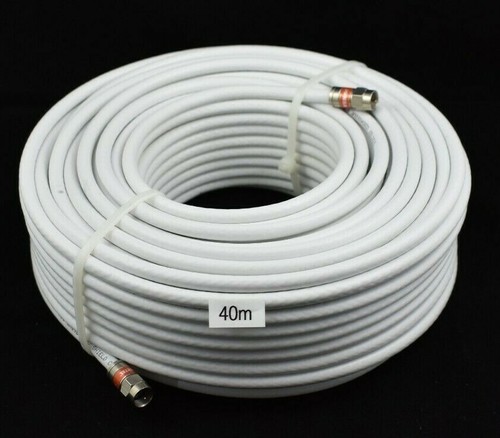 40m RG6 Coax White Quad Shield F-Type Cable Digital TV Foxtel Telstra ...