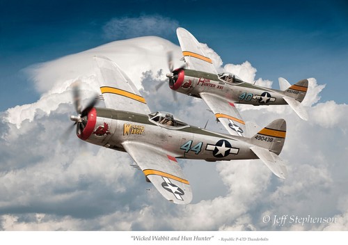 Republic P-47 Thunderbolts (Wicked Wabbit and Hun Hunter) - Art Print ...