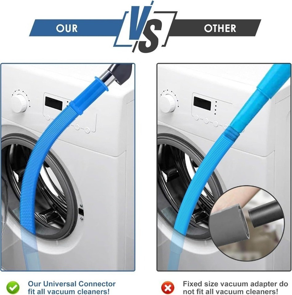 2-Pc Dryer Vent Cleaner Kit: Flexible Brush & Hose for Most Vacuum ...