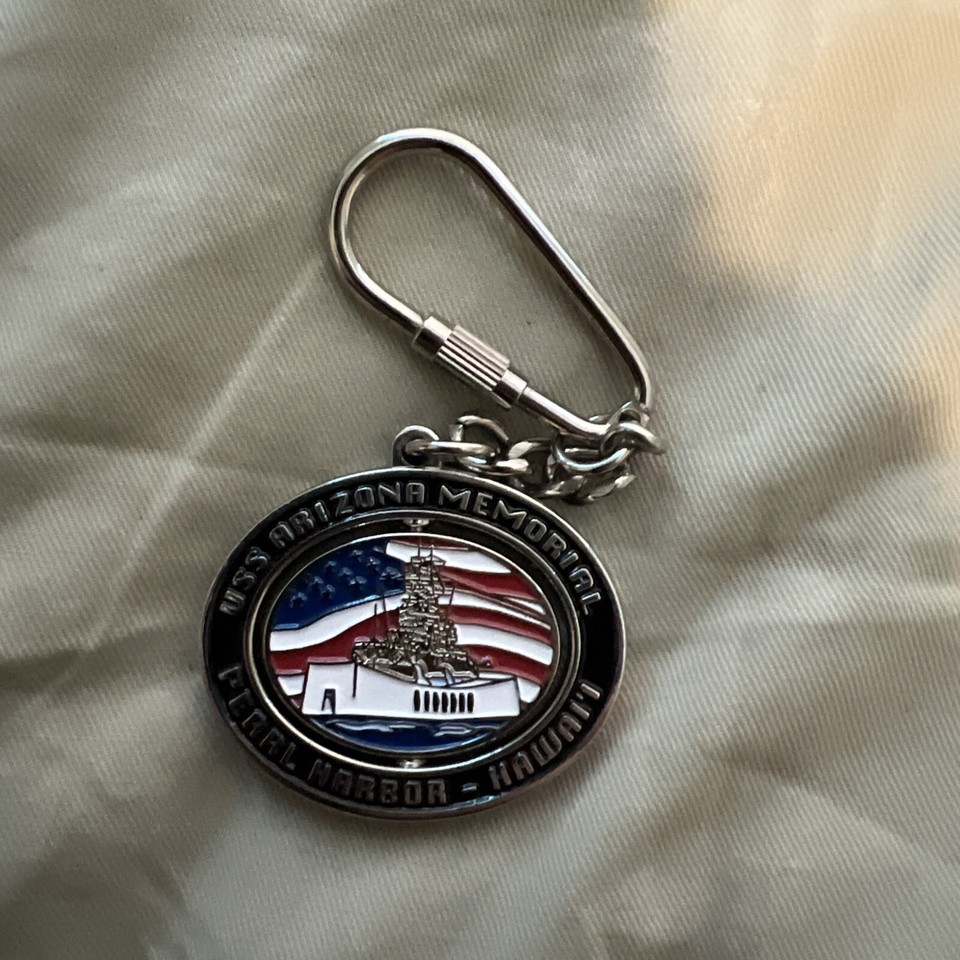 USS Arizona Memorial Pearl Harbor Hawaii Metal Keychain Historic Swivel ...