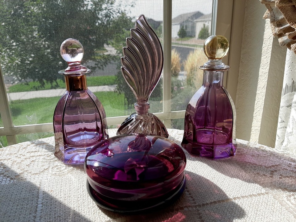 Vintage Purple Plum Perfume Vanity Set GORGEOUS BEAUTY, SPARKLING ...