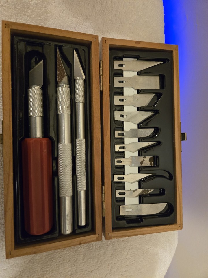 Exacto Knife Set With Wood Box Cutting Trimming Set Razor Blade. Used ...