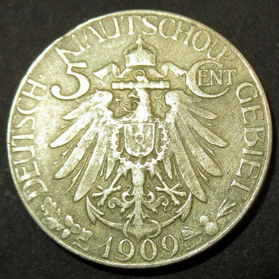 Deutsch Kiautschou German Colony of China 1909 Tsingtao 5 Cent Nickel ...